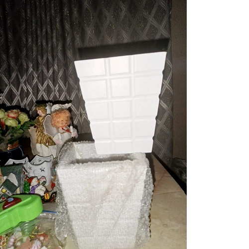 Buy WHITE STONE FLOWER POT WITH CHECKERS DESIGN (ONYF) - Large | ToBuy