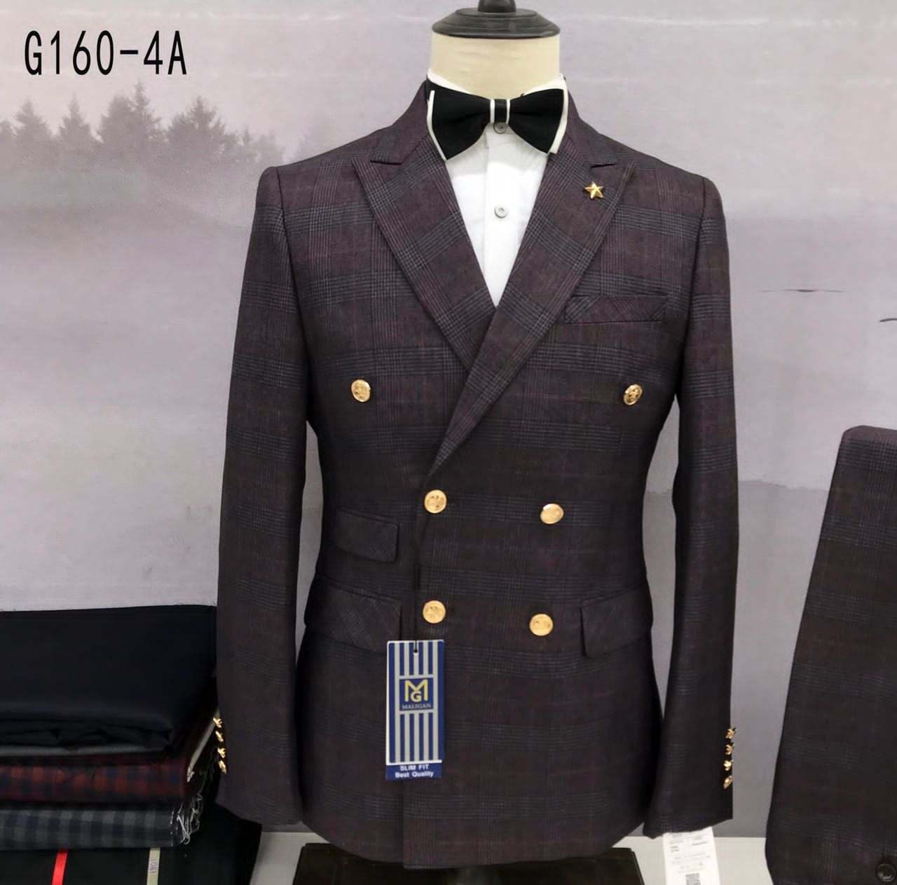 Buy EXECUTIVE DARK BROWN BREASTED TURKEY SUIT WITH GOLDEN BUTTON | ToBuy