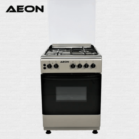 Aeon Gas Cooker 60X60 3 Gas + 1 Hot Plate 2 Burner (Silver Body) | ToBuy