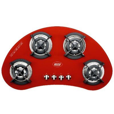 Buy Nesta Curved 4-Big Burner Glass Gas Hob - Red, White, Black | ToBuy ...